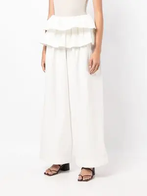 Goen.j High-waisted Ruffled Trousers - White