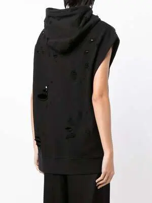 Goen.j Distressed Sleeveless Hoodie
