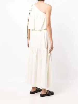 Goen.j Gathered One-shoulder Long Dress - Neutrals
