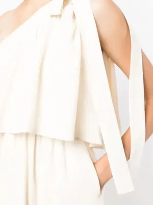Goen.j Gathered One-shoulder Long Dress - Neutrals