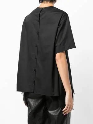 Goen.j Lace-trimmed Short-sleeve Blouse - Black