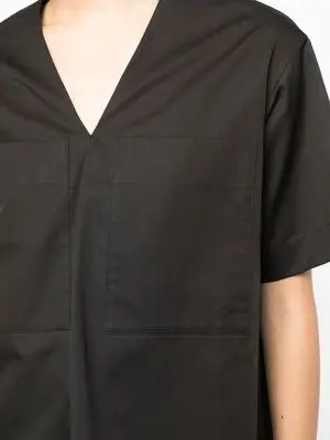 Goen.j Lace-trimmed Short-sleeve Blouse - Black