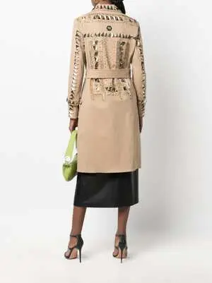 Philipp Plein Studded Belted Trench Coat