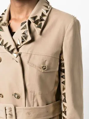 Philipp Plein Studded Belted Trench Coat