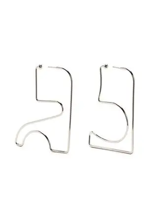 COURREGES Logo Geometric Earrings - Silver