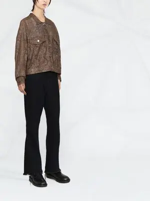 GIORGIO BRATO Cut Out-detail Leather Jacket