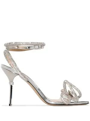 Mach & Mach 95mm Crystal-embellished Double-bow Sandals