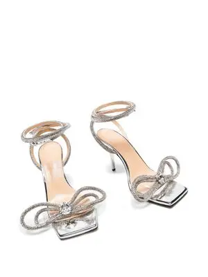 Mach & Mach 95mm Crystal-embellished Double-bow Sandals