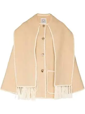TOTEME Embroidered Scarf Button-front Jacket - Neutrals