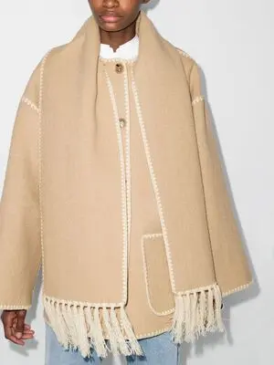 TOTEME Embroidered Scarf Button-front Jacket - Neutrals