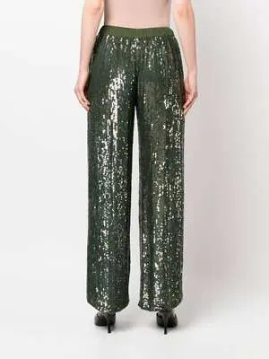 P.a.r.o.s.h Sequin Wide-leg Trousers - Green