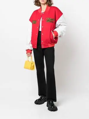 VTMNTS Embroidered Logo Bomber Jacket - Red