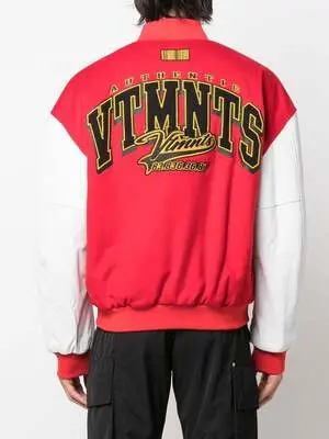 VTMNTS Embroidered Logo Bomber Jacket - Red