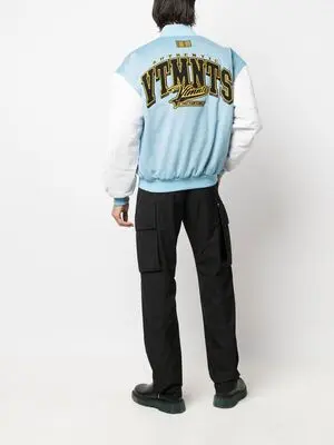 VTMNTS Embroidered Logo Bomber Jacket - Blue