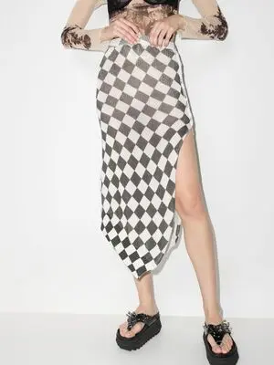MAISON MARGIELA Checkerboard Asymmetric Skirt
