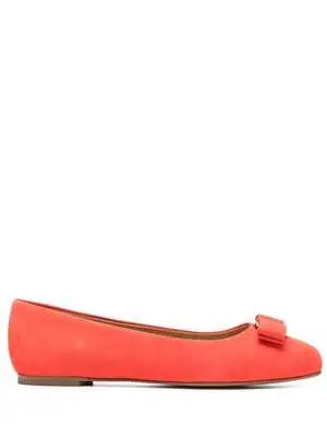 FERRAGAMO Logo-plaque Ballerina Shoes - Red