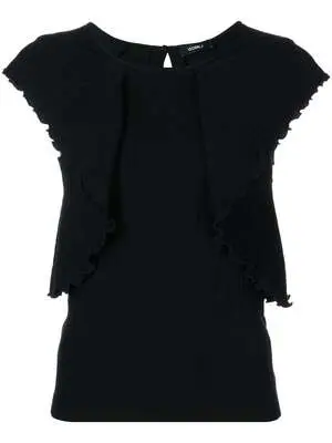 Goen.j Ruffled Pleated Vest - Black