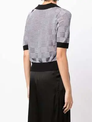 Goen.j Checkerboard-print Cropped Top