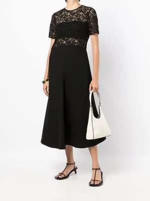 Goen.j Macramé-panel Midi Dress - Black