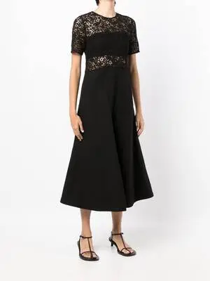 Goen.j Macramé-panel Midi Dress - Black