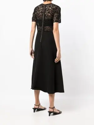 Goen.j Macramé-panel Midi Dress - Black