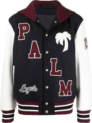 Palm Angels Logo-patch Varsity Jacket - Blue
