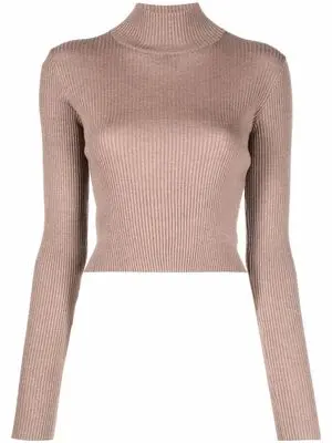 Brunello Cucinelli Ribbed-knit Knitted Top - Brown