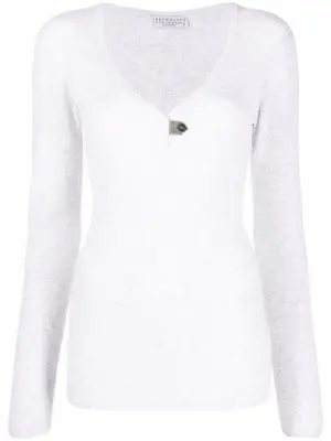 Brunello Cucinelli Cashmere-blend Sweatshirt With Chain-link Trim