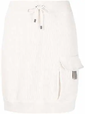 Brunello Cucinelli Ribbed-knit Drawstring Skirt