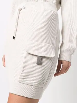 Brunello Cucinelli Ribbed-knit Drawstring Skirt