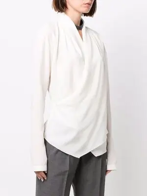 Brunello Cucinelli Wrap Long-sleeve Blouse