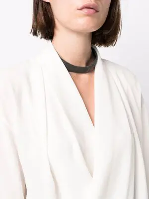 Brunello Cucinelli Wrap Long-sleeve Blouse