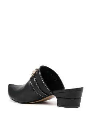 FERRAGAMO Gancini Leather Mules - Black