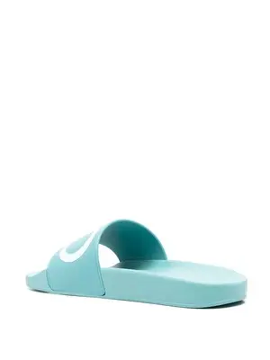 FERRAGAMO Gancini Print Slides - Blue
