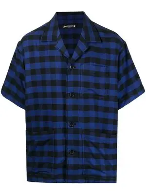 MASTERMIND WORLD Plaid-check Embroidered Shirt - Blue