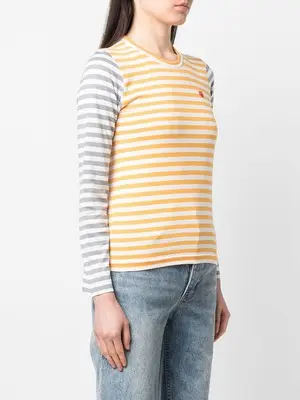 Play Comme Des Garcon Logo-patch Striped T-shirt