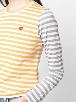 Play Comme Des Garcon Logo-patch Striped T-shirt