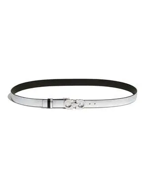 FERRAGAMO Reversible Leather Gancini Belt Argento C