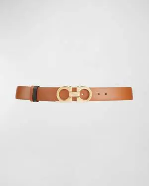 FERRAGAMO Reversible Leather Gancini Belt Sella