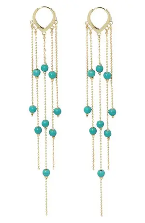 PETIT MOMENTS Copacabana Imitation Pearl Drop Earrings - Gold/turquoise
