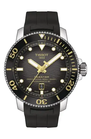 TISSOT Tissot Seastar 2000 Professional Powermatic 80 Rubber Strap Watch Black