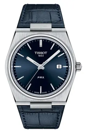 TISSOT Prx Leather Strap Watch - Blue