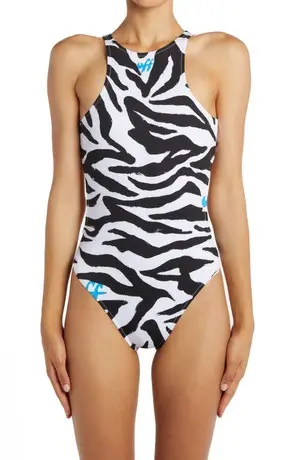 Off-White Logo Zebra Print One-piece Swimsuit