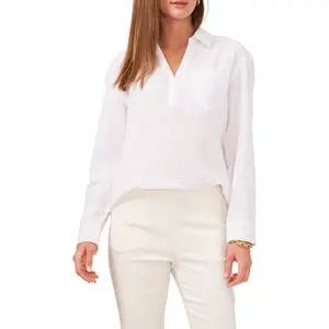 Chaus V-neck Collared Blouse - White