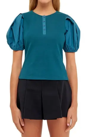 English Factory Puff Sleeve Henley