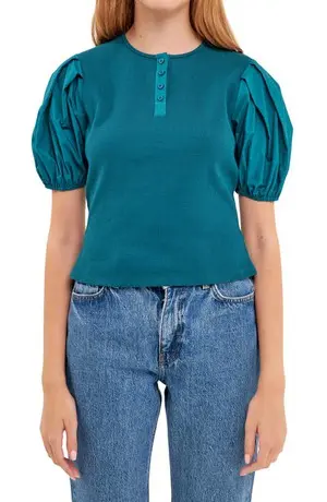 English Factory Puff Sleeve Henley