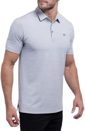 Travis Mathew The Heater Solid Short Sleeve Performance Polo - Heather Microchip