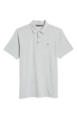 Travis Mathew The Heater Solid Short Sleeve Performance Polo - Heather Microchip