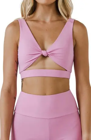 GREY LAB Knotted Cutout Crop Tank - Pink