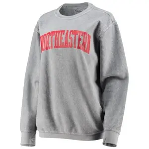PRESSBOX Northeastern Huskies Comfy Cord Vintage Wash Basic Arch Pullover Sweatshirt